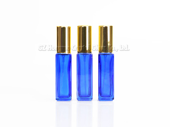 10ml 10 ml rectangle blue colored glass perfume spray bottle with ...