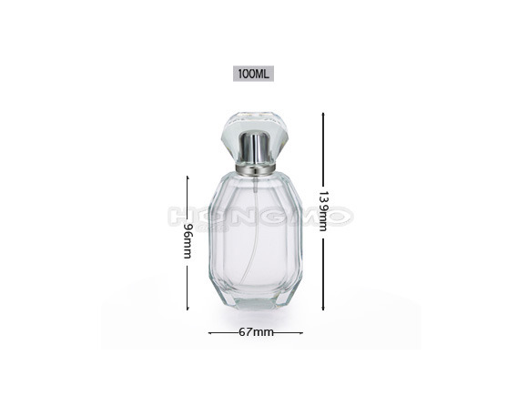 100ml Diamond Shape glass perfume bottle with silver spray and acrylic ...