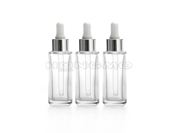 30ml Clear Square Transparent Bottle With Silver Dropper Cap For ...
