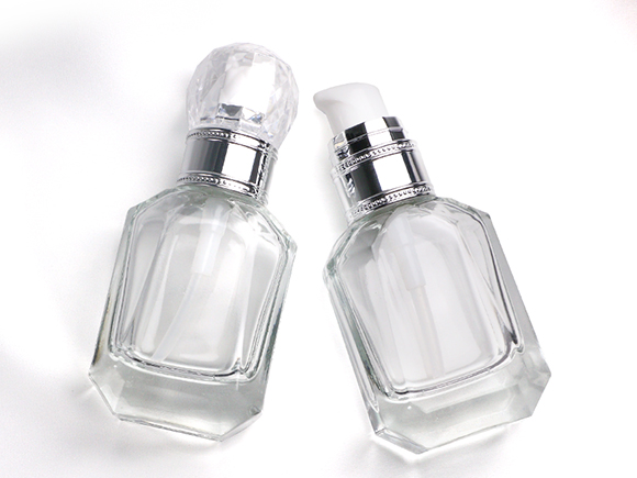 40ml Luxury Diamond Shape Clear Glass Foundation Lotion Pump Bottle for ...